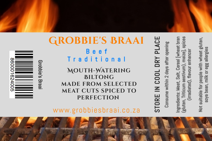 80 g Beef biltong Yellow fat - Grobbies Biltong and Braai